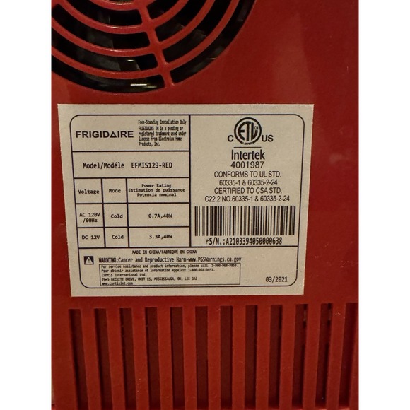 Portable Audio & Video | Frigidaire Electric Portable Retro Mini Fridge ...